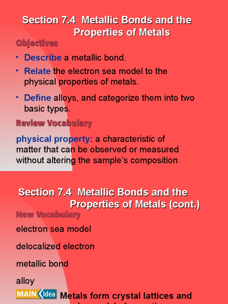 Metallic Bonds and Their Properties | PDF | Chemical Bond | Metals
