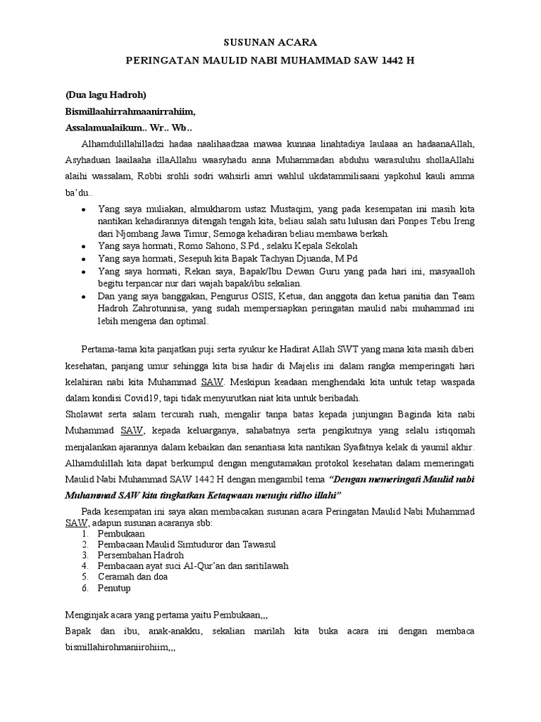 Susunan Acara Maulid Nabi | PDF