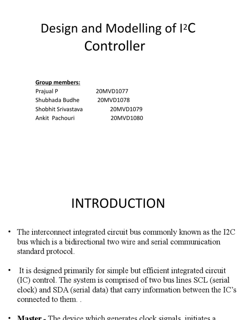 Design and Modeling of I2C Controller | PDF | Telecommunications Engineering | Computer Engineering