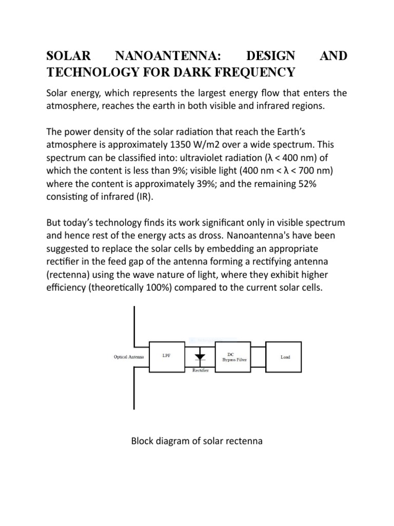 Solar Nanoantenna: Design and Technology For Dark Frequency | PDF