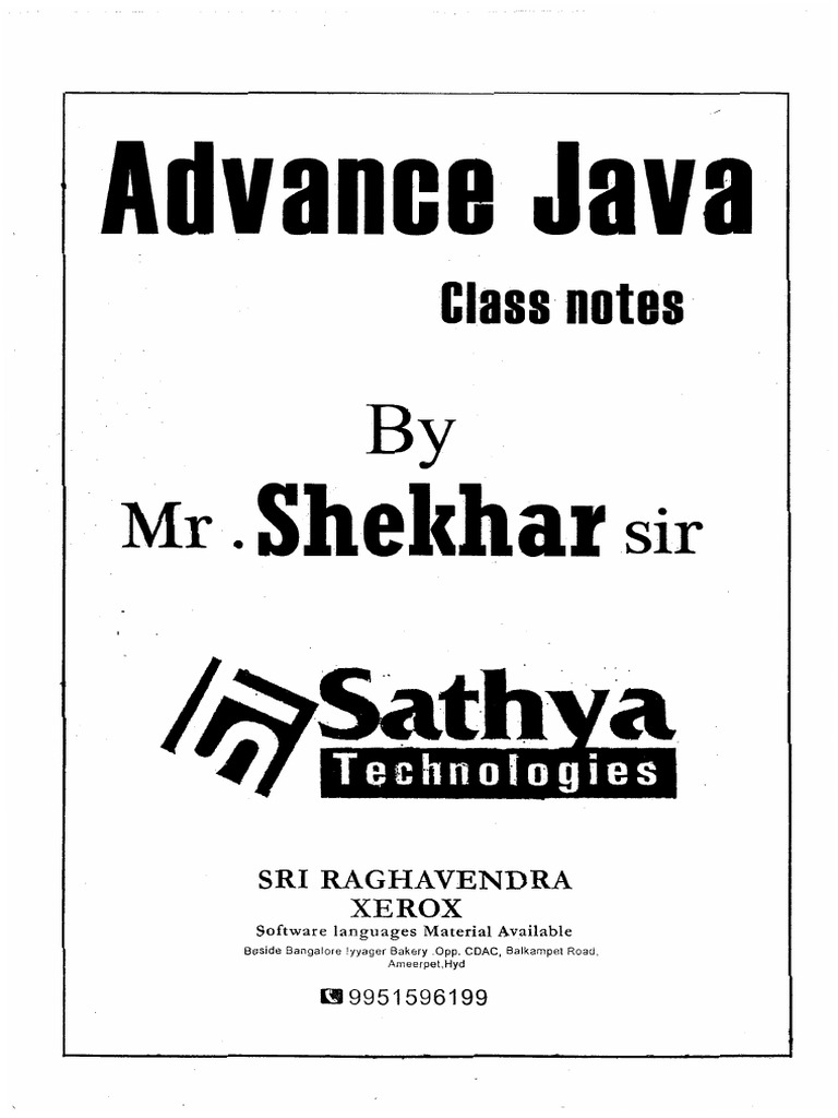Shekhar Sir New (Advance Java Class Notes) PDF | PDF