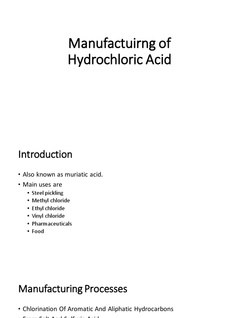 The Versatile Acid: An Overview of Hydrochloric Acid Manufacturing ...