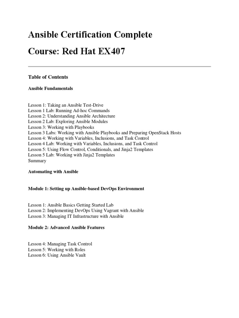 Ansible Certification Complete Course: Red Hat EX407 | PDF