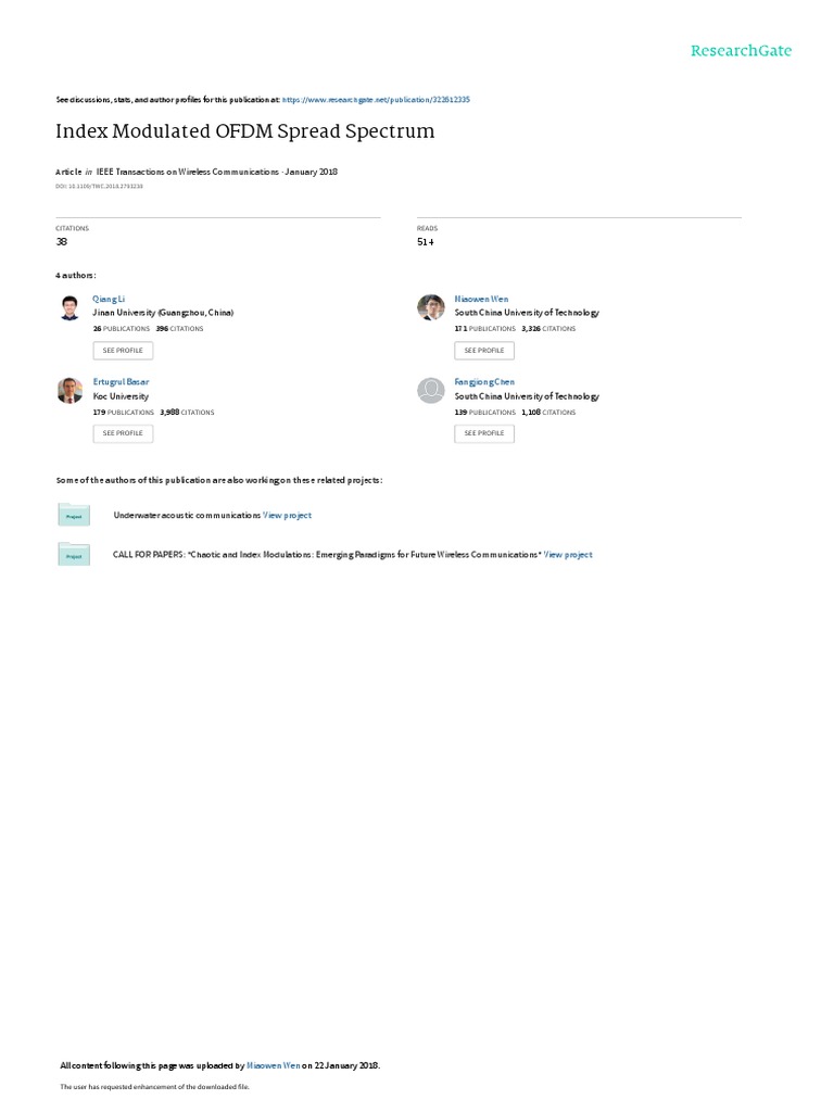 Index Modulation OFDM Spead Spectrum | PDF | Orthogonal Frequency ...