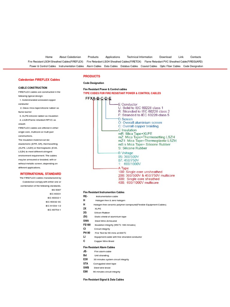 Fire Resistant Code Designation | PDF | Wire | Insulator (Electricity)