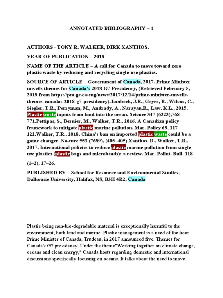 Evs Bibliography 1 | PDF | Plastic | Waste