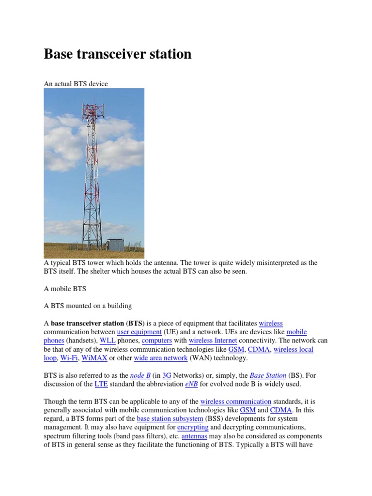 Base Transceiver Station | PDF | Information And Communications ...
