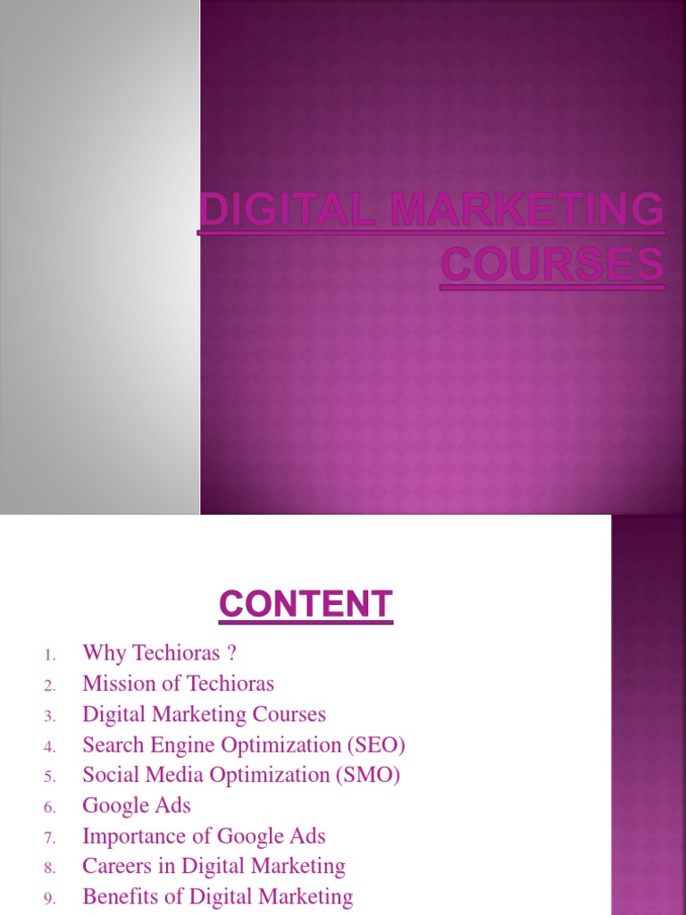 Digital Marketing Courses | PDF | Search Engine Optimization | Digital ...