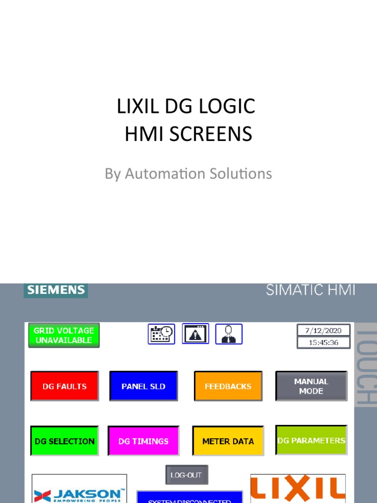 LIXIL DG LOGIC HMI Screens | PDF