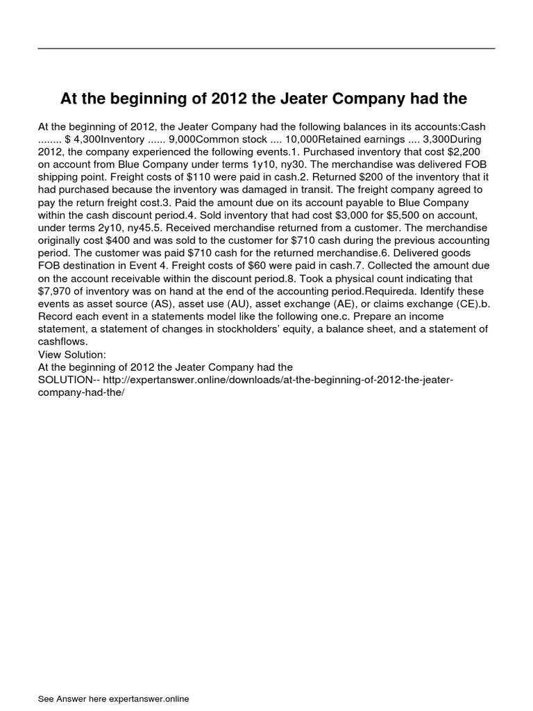 At The Beginning of 2012 The Jeater Company Had The | Download Free PDF ...
