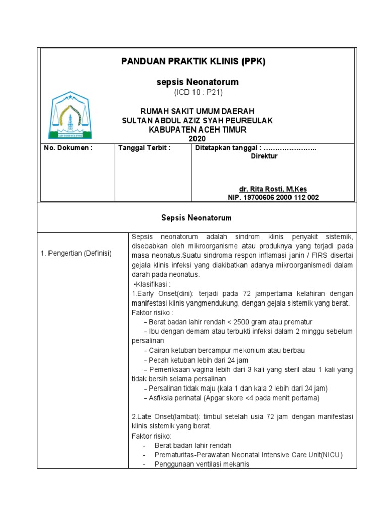 PPK Sepsis Neonatorum | PDF