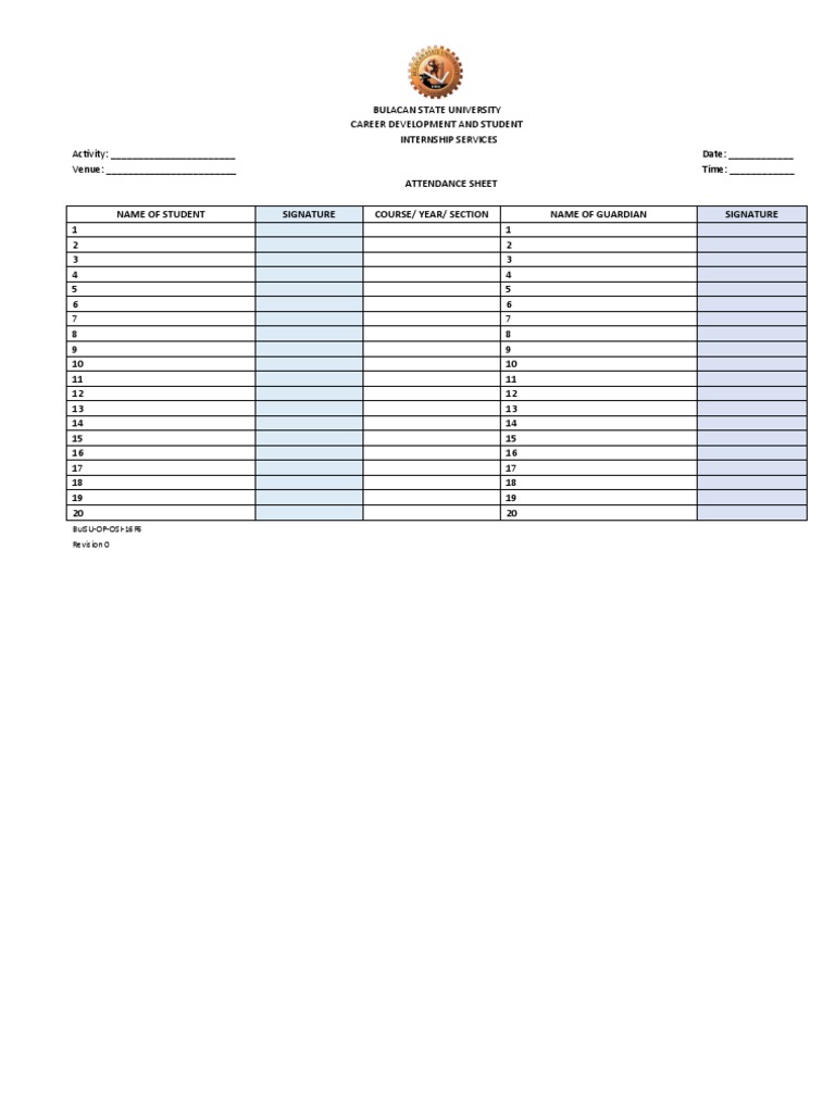 Attendance Sheet Name of Student Signature Course/ Year/ Section Name ...