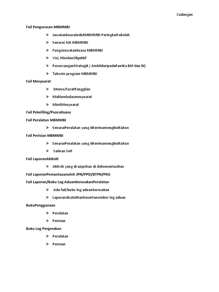 Fail Pengurusan MBMMBI | PDF