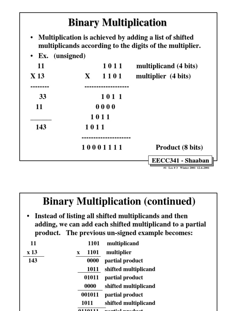Binary Multiplication N Division | PDF | Binary Coded Decimal | Division (Mathematics)