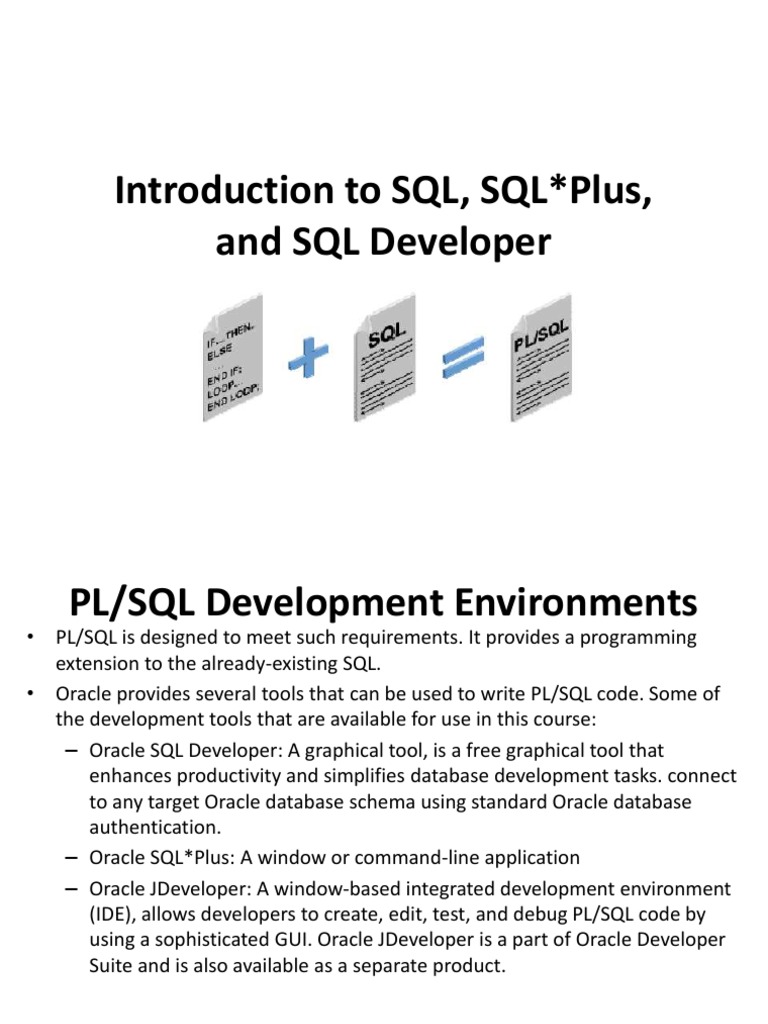 Introduction To SQL, SQL Plus, and SQL Developer | PDF | Pl/Sql | Databases