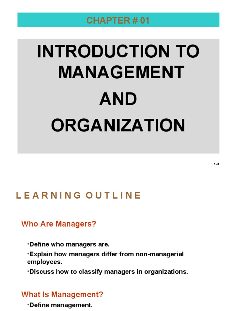 Introduction To Management AND Organization: Chapter # 01 | PDF | Goal ...