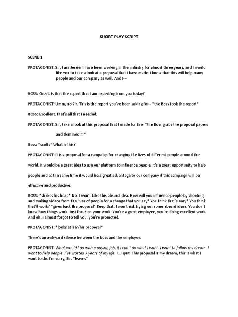 Short Play Script: Scene 1 | PDF