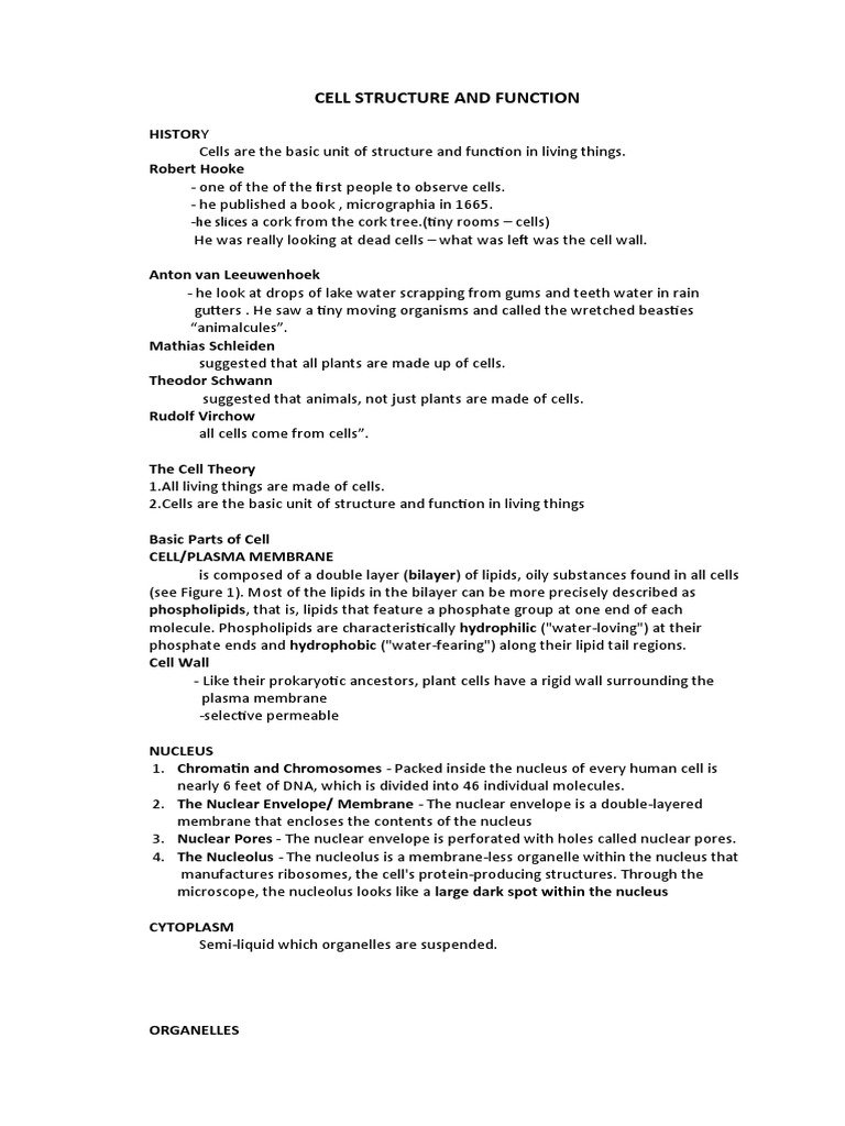 Cell Structure and Function | PDF | Cytoskeleton | Cell (Biology)