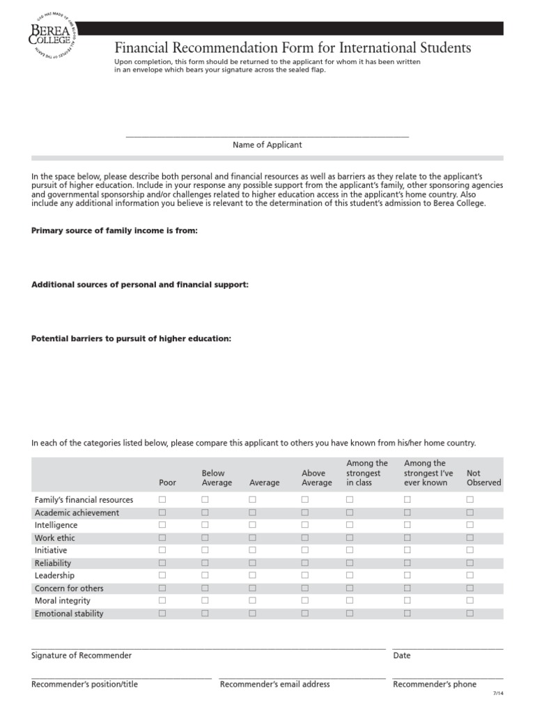International Financial Recommendation Form | PDF | Cognition | Behavior Modification
