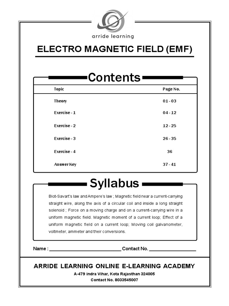 Electro Magnetic Field (EMF) | PDF | Magnetic Field | Electromagnetic ...
