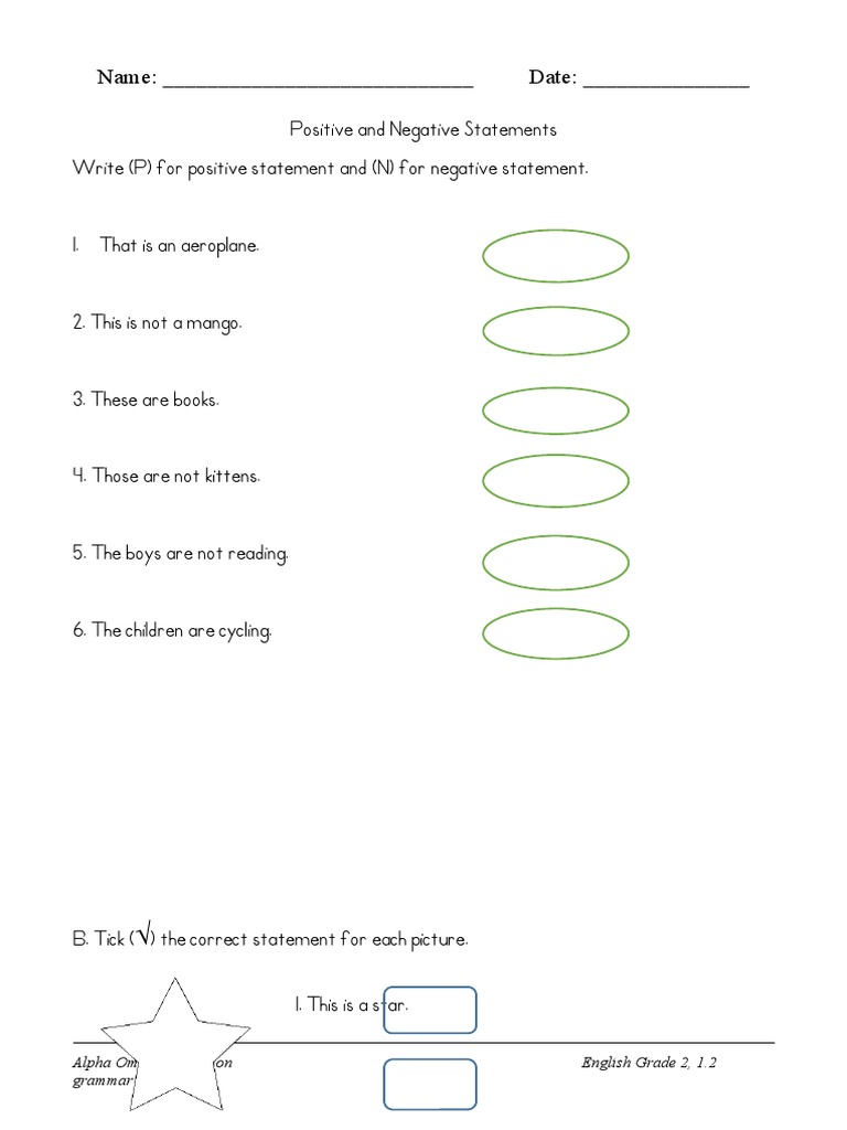 Positive and Negative Statements Exercise | PDF