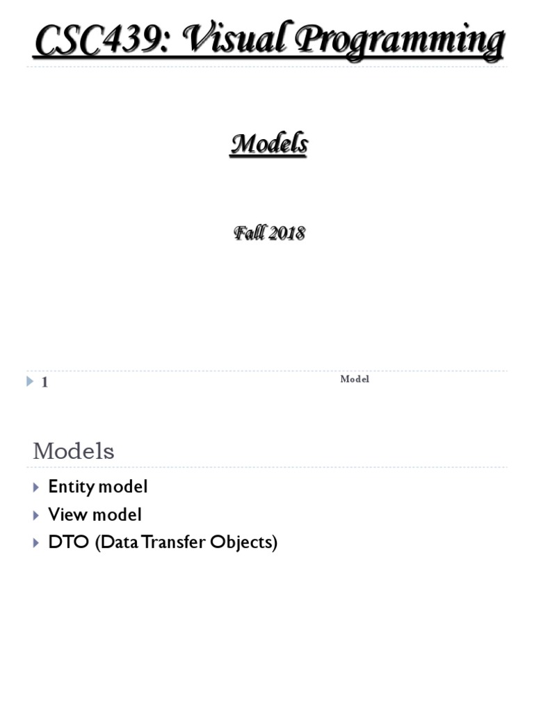 CSC439 Visual Programming Models Document | PDF | Entity Framework | Class (Computer Programming)