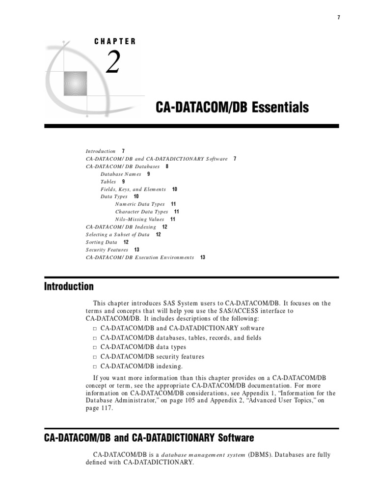CA-Datacom DB ESSENTIALS | Download Free PDF | Database Index | Databases