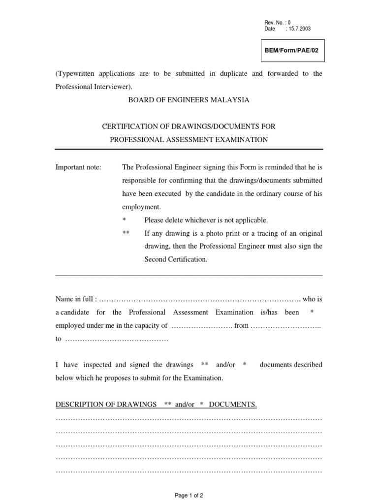 BEM Certification for PAE Submission | PDF | Business
