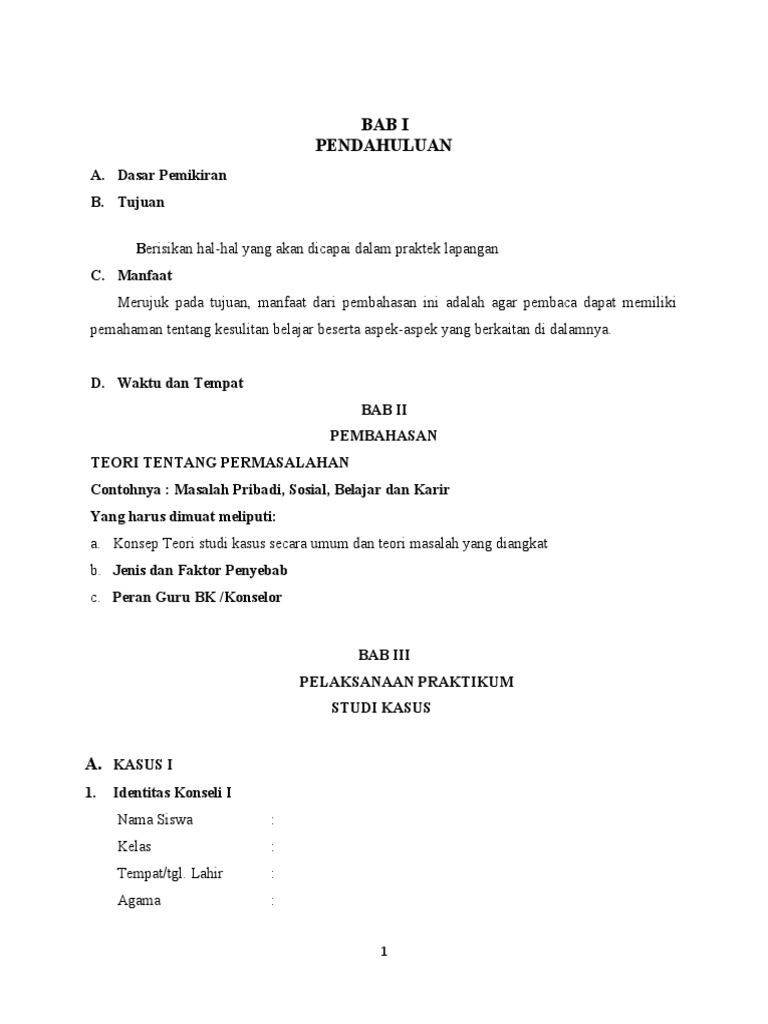 Format Laporan STUDI KASUS | PDF