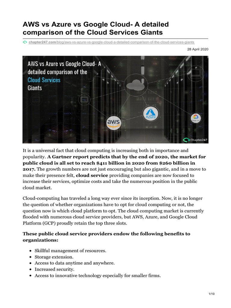 AWS Vs Azure Vs Google Cloud - A Detailed Comparison of The Cloud Services Giants PDF | PDF ...
