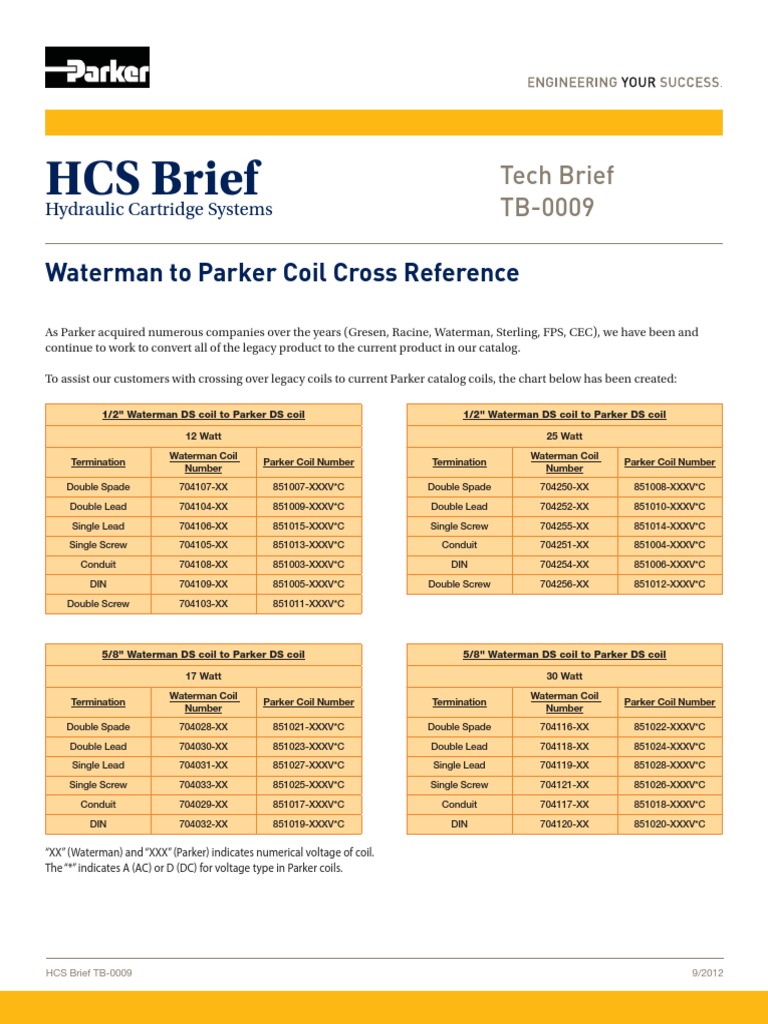 PH HCS TB-0009 Waterman To Parker Coil Cross Reference | PDF | Inductor ...