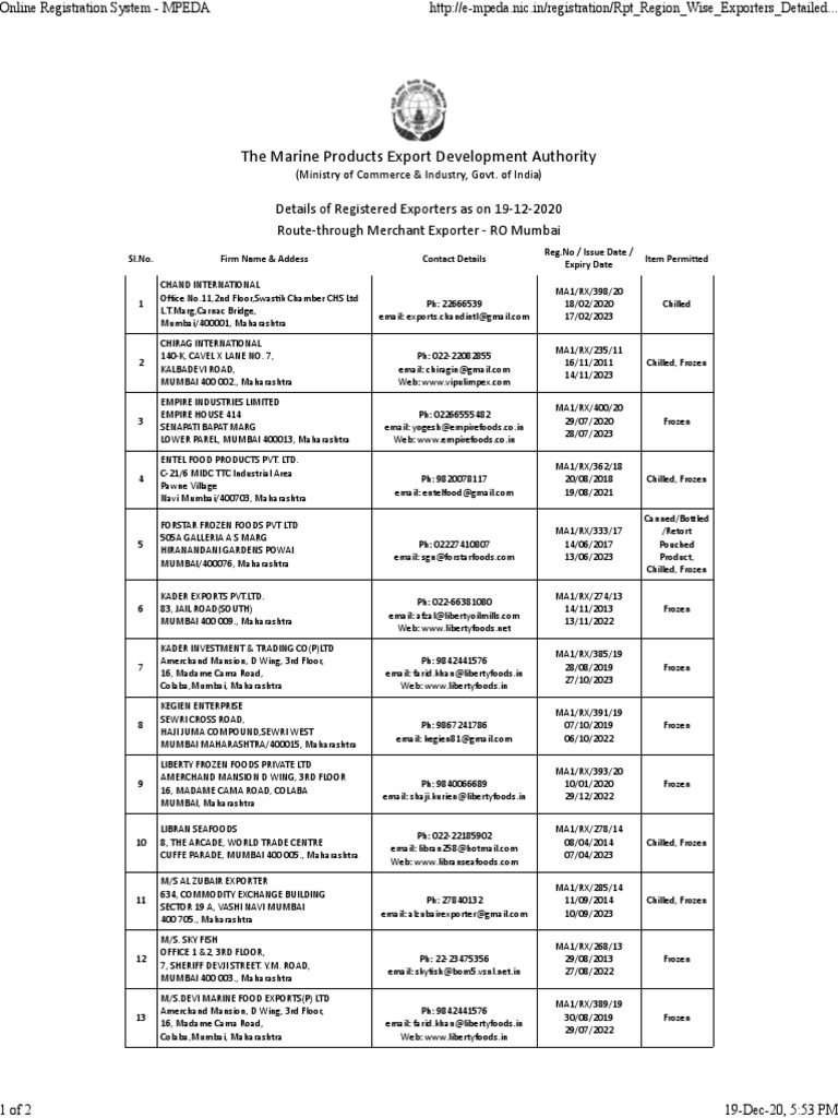 Online Registration System - MPEDA | PDF | Industries | Economies