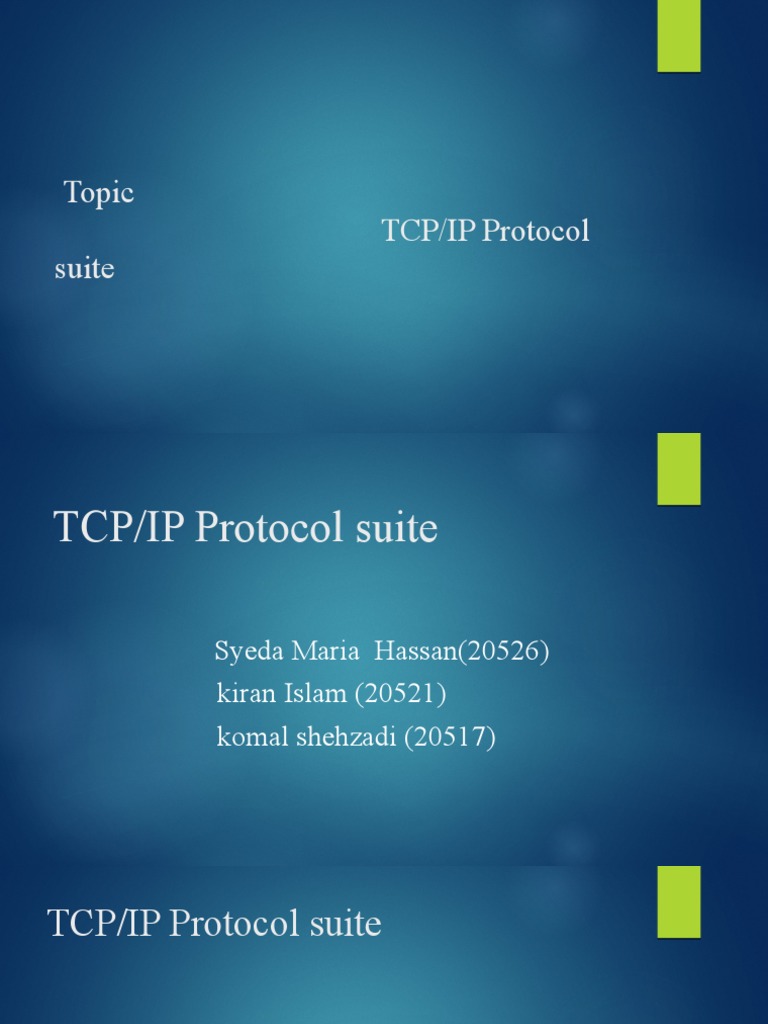 Topic TCP/IP Protocol Suite | PDF | Internet Protocol Suite | Transmission Control Protocol