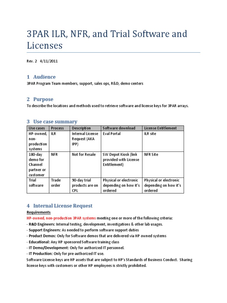 3PAR Software Licensing Guide | PDF | Web Application | Software