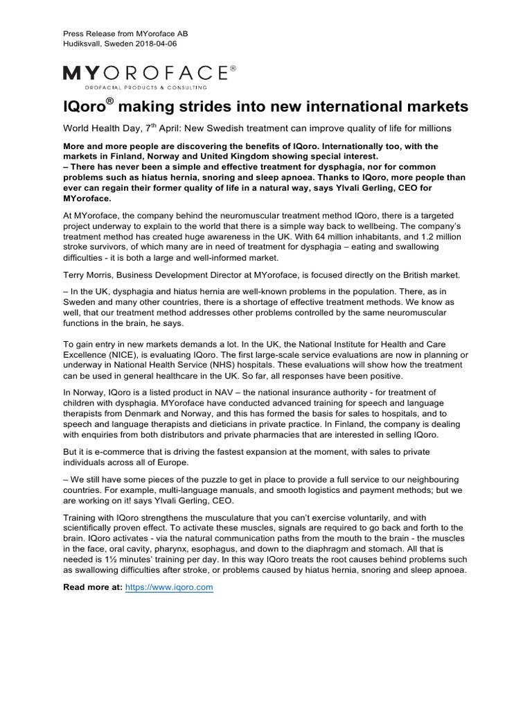 Iqoro Making Strides Into New International Markets | PDF | Health ...