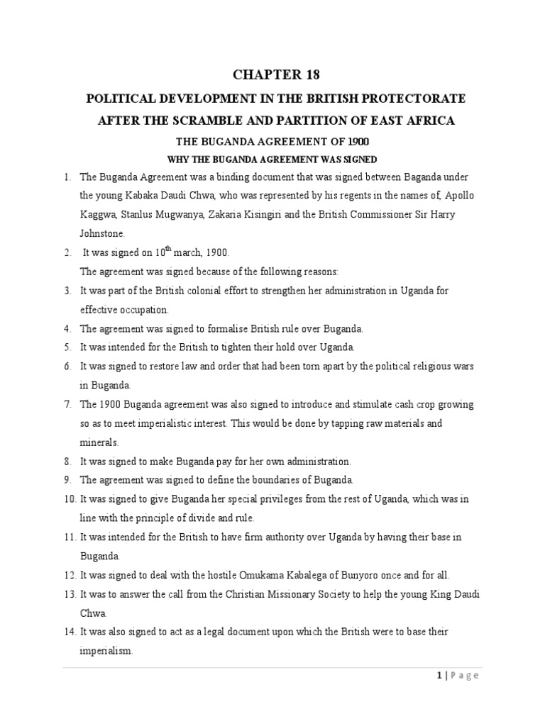 History CHP 18 Political Development in British Protectorate After ...