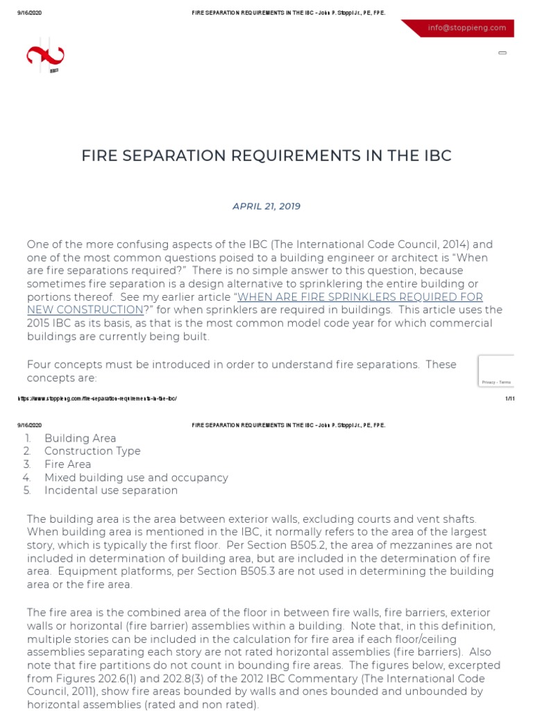 Fire Area & Separation | Download Free PDF | Wall | Fire Sprinkler System