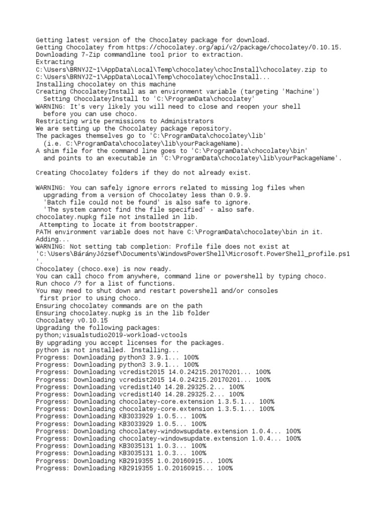 Installing Chocolatey Package Manager and Upgrading Packages on a Windows Machine | PDF ...