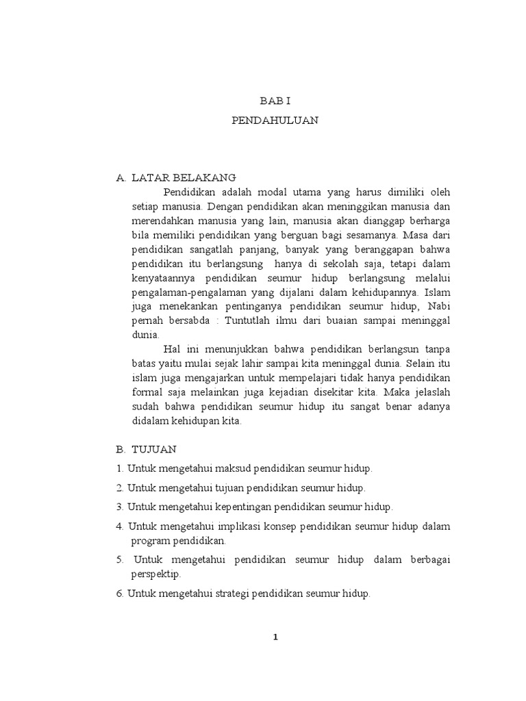 Pendidikan Seumur Hidup | PDF