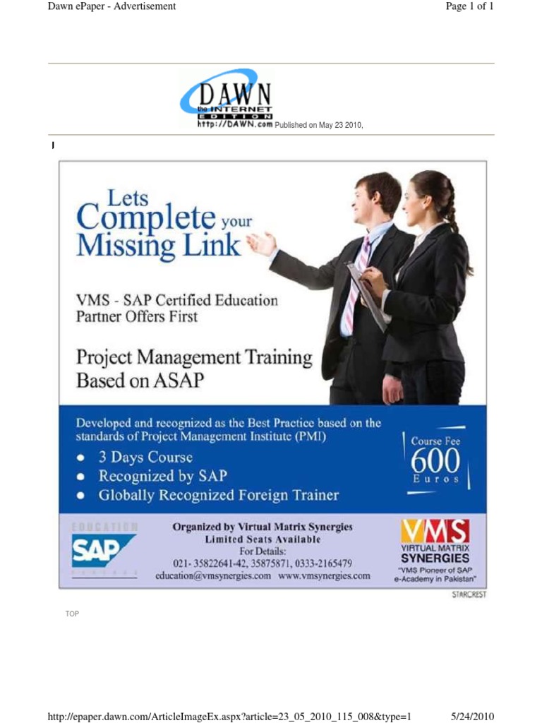 Dawn ePaper Advertisement - May 2010 | PDF