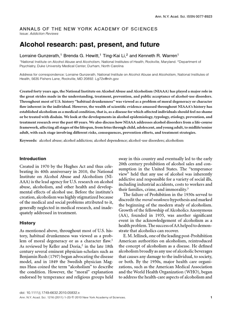 Alcohol - Research - Past - Present - and - Future | PDF | Alcoholism ...