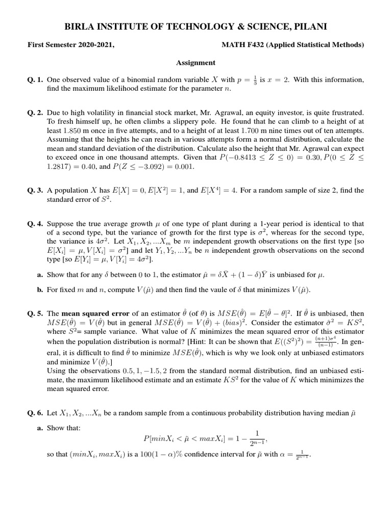 Practice Questions 1 Pdf Bias Of An Estimator Estimator