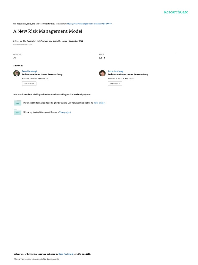 A New Risk Management Model | PDF | Expert | Risk