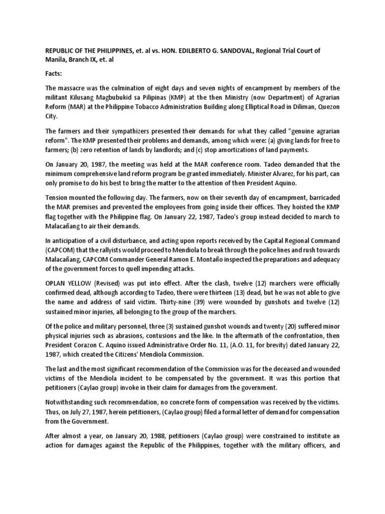 REPUBLIC OF THE PHILIPPINES vs. HON. EDILBERTO G. SANDOVAL | PDF ...