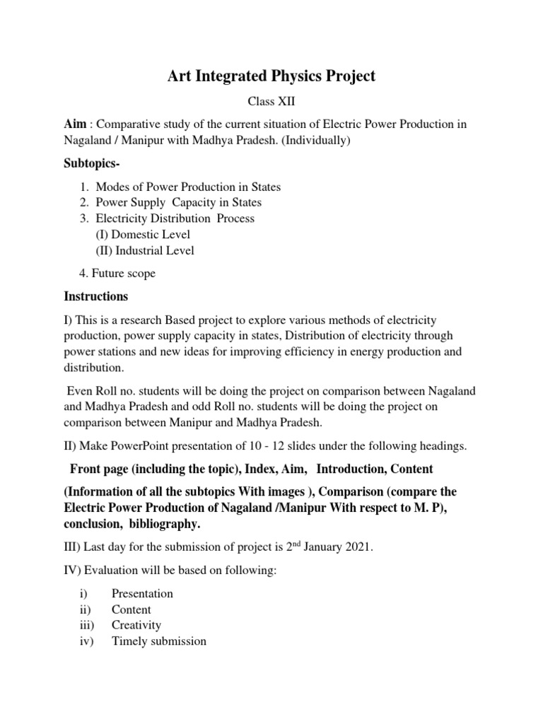 Art Integrated Physics Project Guide | PDF | Technology & Engineering
