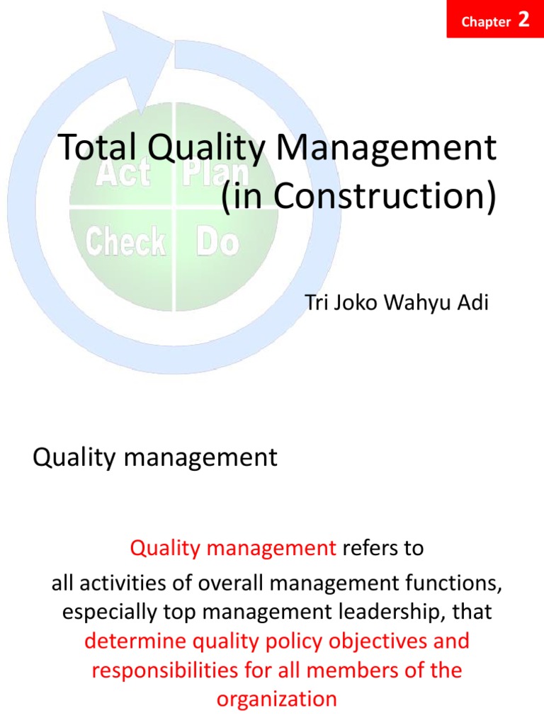 TQM in Construction: Quality Management, Principles and Barriers | PDF ...