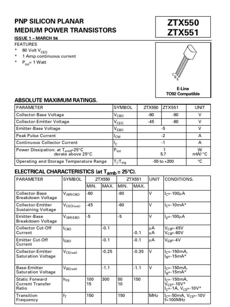 ZTX550 PDF | PDF | Bipolar Junction Transistor | Amplifier