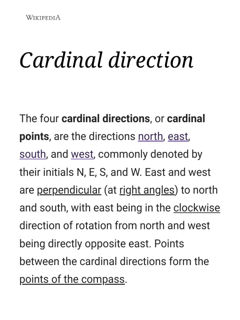 Cardinal Direction - Wikipedia | PDF | Astronomy | Navigation