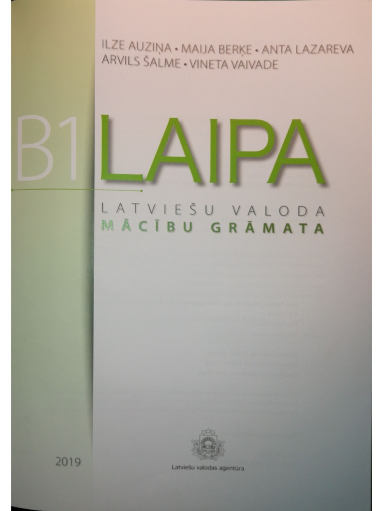 Laipa B1 Latvian Language Textbook by AUZIŅA ILZE, BERĶE MAIJA U.C. PDF ...
