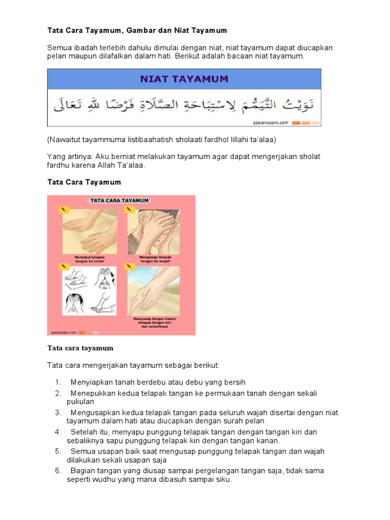 Tata Cara Tayamum Dan Wudhu | PDF